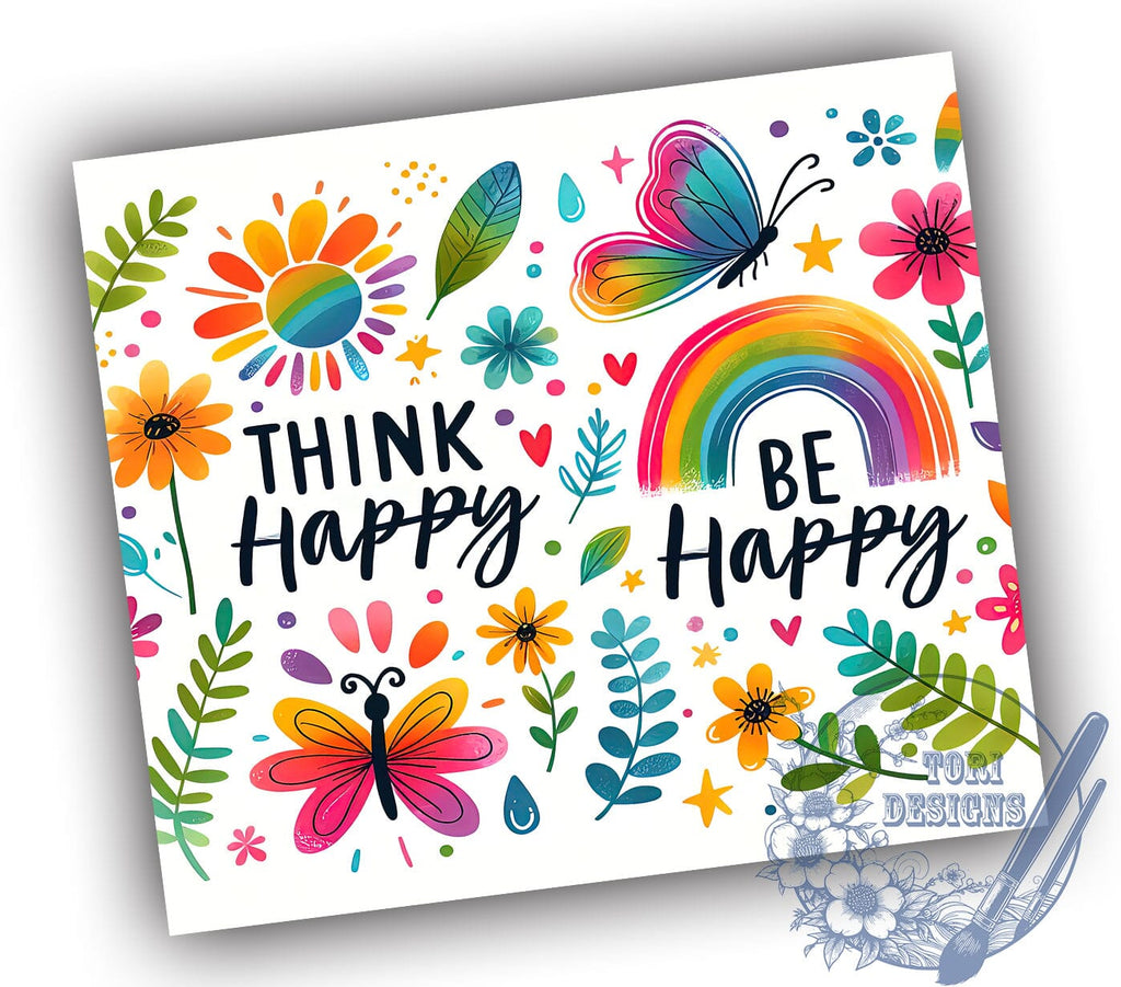 Think Happy Be Happy 20oz Skinny Tumbler, Positive Affirmations Tumbler ...