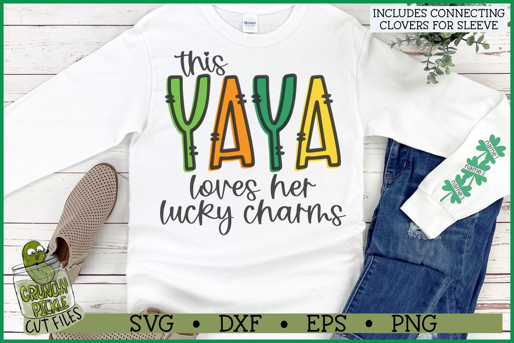 This Yaya Loves Her Lucky Charms on Sleeve SVG File - So Fontsy