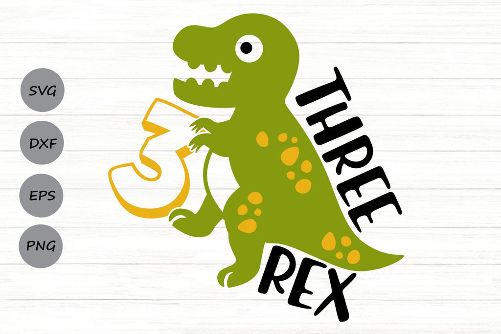 Three Rex| 3rd Birthday SVG Cutting Files. - So Fontsy