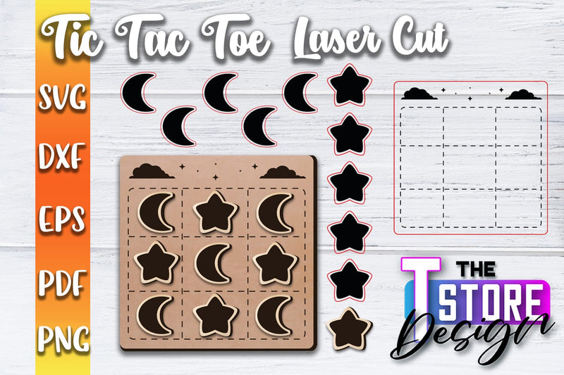 Tic Tac Toe Laser Cut | Cut and Engrave | Wooden Game Design | CNC File ...
