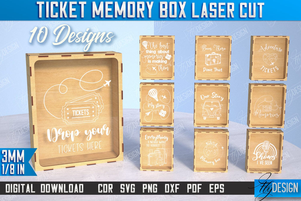 Ticket Stub Memory Box Laser Cut Bundle | Favorite Moments | Travels ...