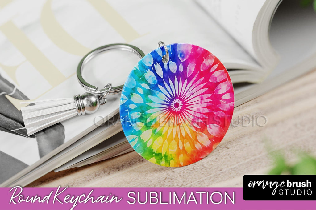 Tie Dye Keychain - Rainbow Keychain Sublimation Design - So Fontsy