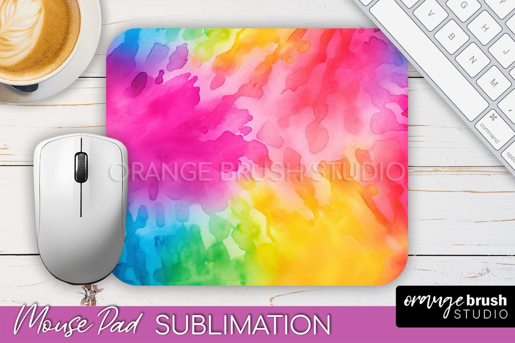 Tie Dye Mouse Pad Design - Rainbow Mousepad Sublimation PNG - So Fontsy