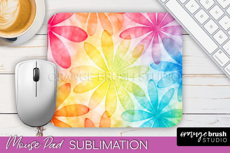 Tie Dye Mouse Pad Design - Rainbow Mousepad Sublimation PNG - So Fontsy