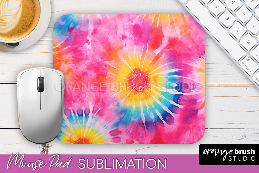 Tie Dye Mouse Pad Design - Rainbow Mousepad Sublimation PNG - So Fontsy