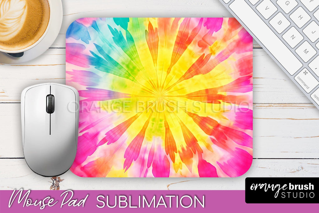 Tie Dye Mouse Pad Design - Rainbow Mousepad Sublimation PNG - So Fontsy