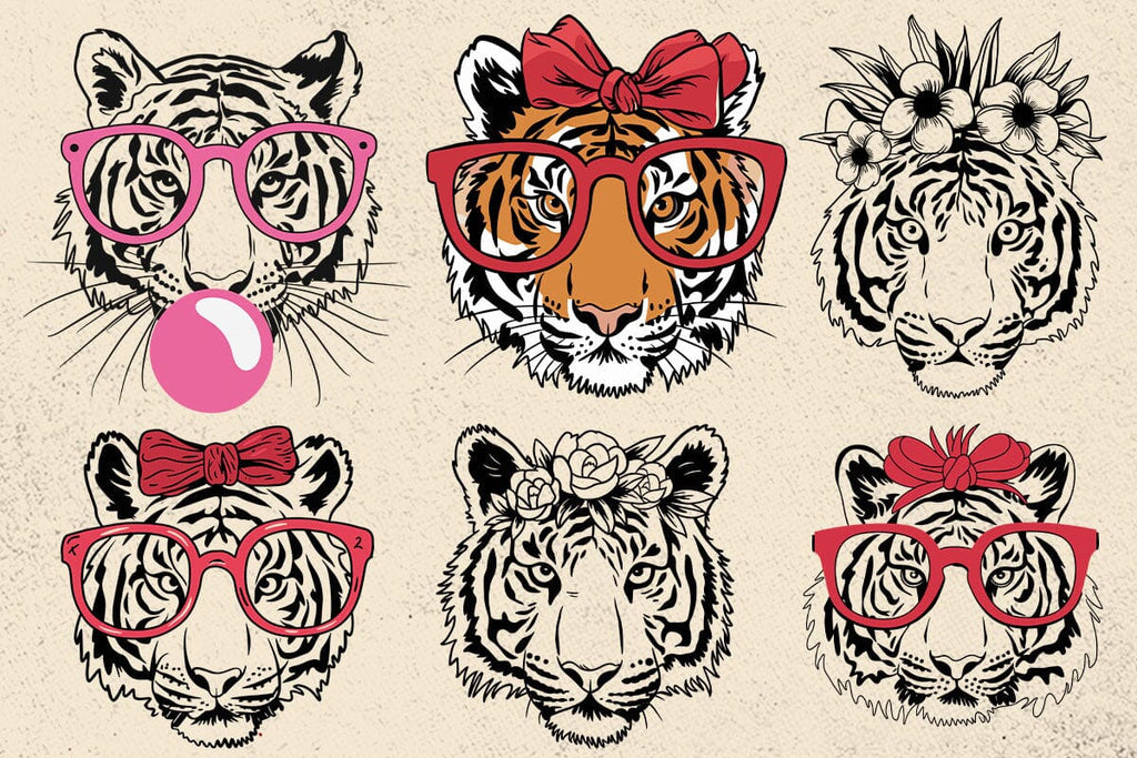 Tiger svg, tiger with glasses bubble gum , Tiger mascot svg , funny ...