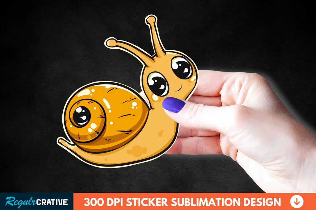 Tiny Anime Snail Sticker Clipart - So Fontsy