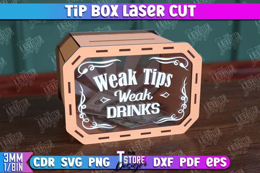 Tip Box Laser Cut Bundle | Money Box Template | Coin Box | Tip Box ...