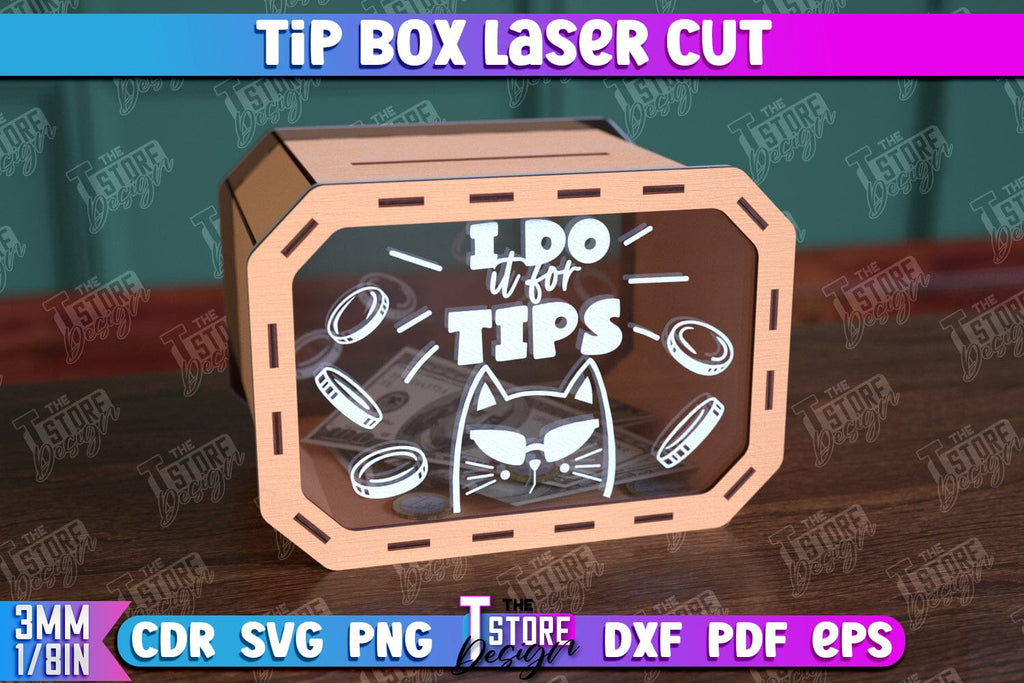 Tip Box Laser Cut | Money Box Template | Coin Box | Tip Box Inscription ...