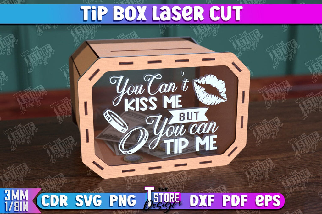 Tip Box Laser Cut | Money Box Template | Coin Box | Tip Box Inscription ...