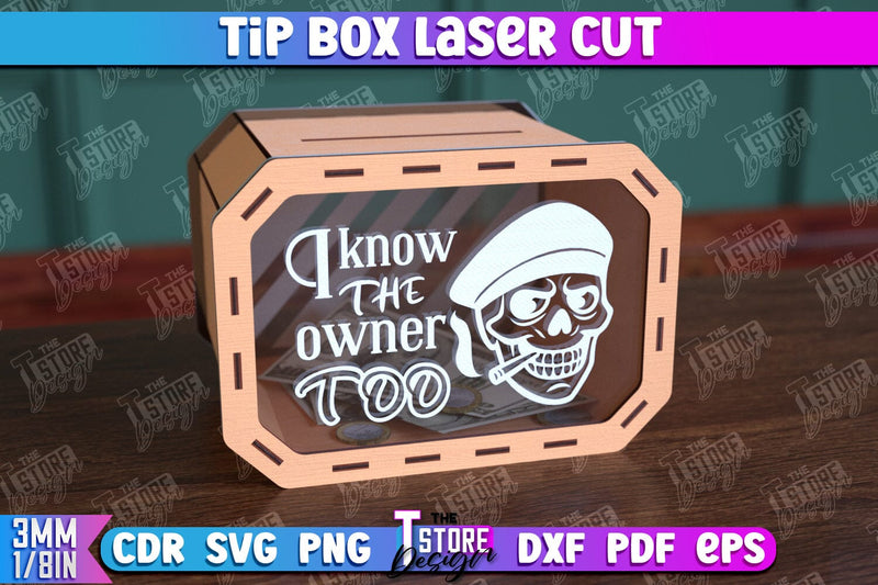 Tip Box Laser Cut | Money Box Template | Coin Box | Tip Box Inscription ...