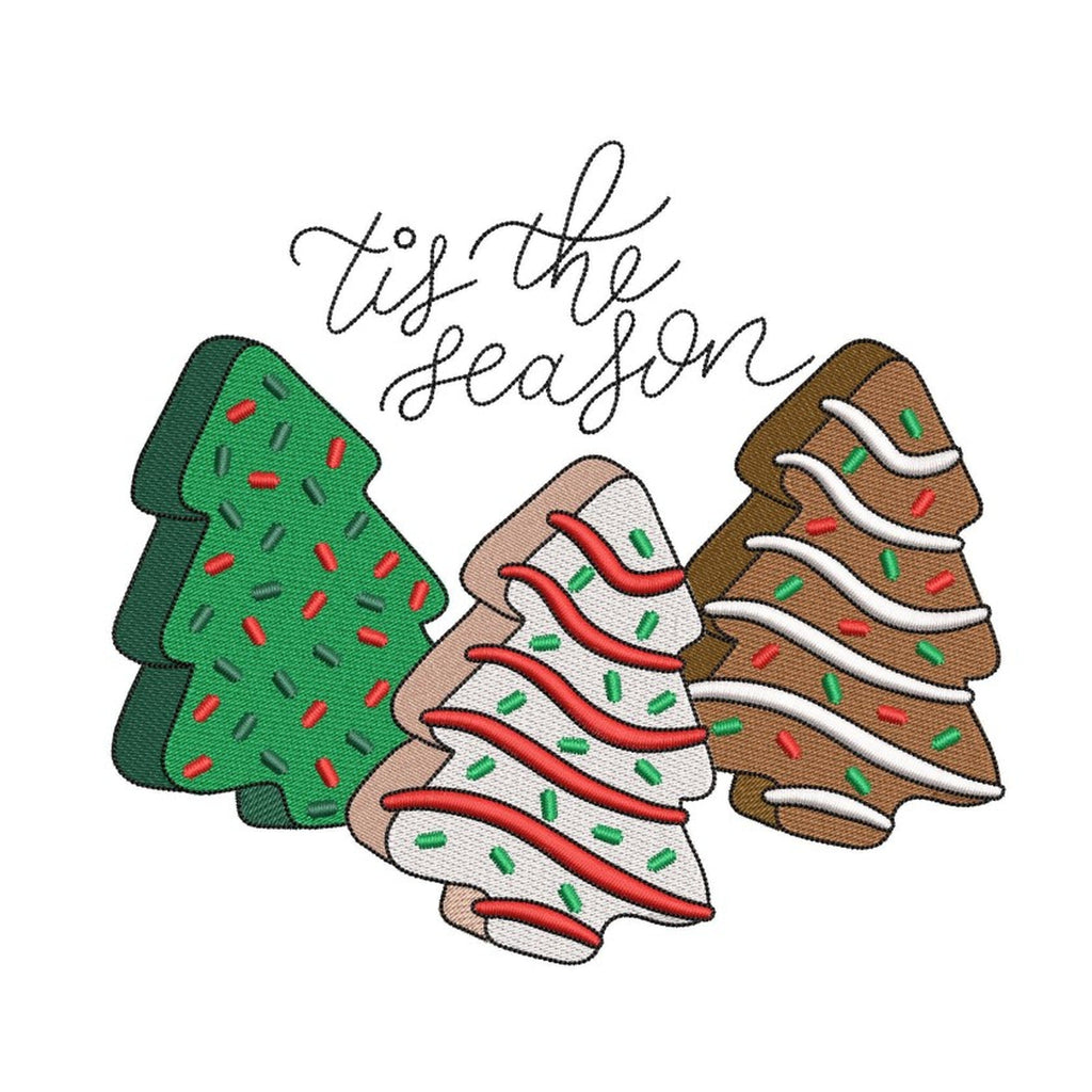 Tis The Seaon Christmas Trees Embroidery Design, Cake Christmas Trees Machine Embroidery File, 3 ...