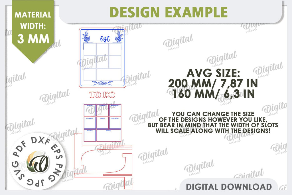 To Do List Board Laser Cut Design. Weekly Planner SVG - So Fontsy