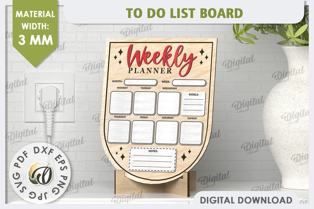 To Do List Board Laser Cut Design. Weekly Planner SVG - So Fontsy