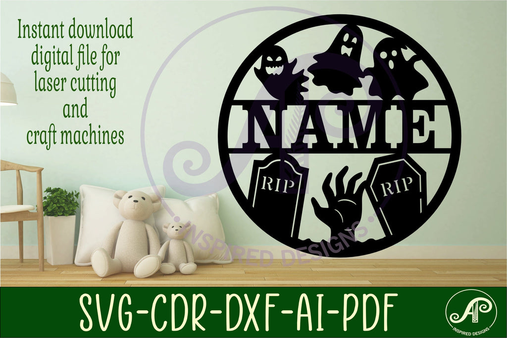 Tombstones and ghosts name sign svg laser - So Fontsy