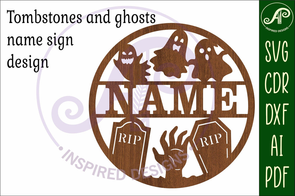 Tombstones and ghosts name sign svg laser - So Fontsy