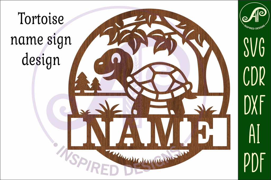 Tortoise name sign svg laser cut template - So Fontsy