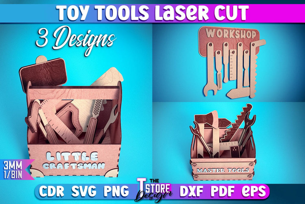 Toy Tools Laser Cut | Boy Game SVG Design | CNC Files - So Fontsy