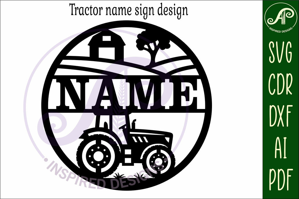 Tractor farm name sign svg laser - So Fontsy
