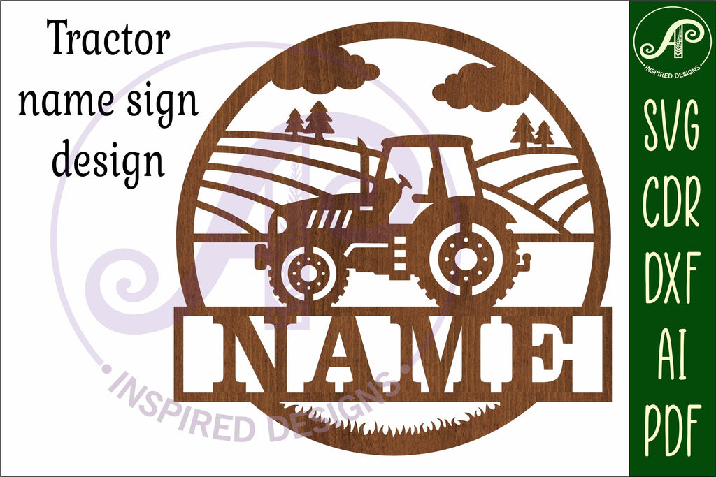 Tractor name sign svg laser cut template - So Fontsy
