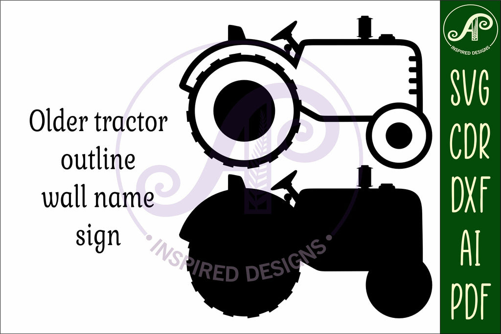 Tractor older style outline two layer name sign - So Fontsy