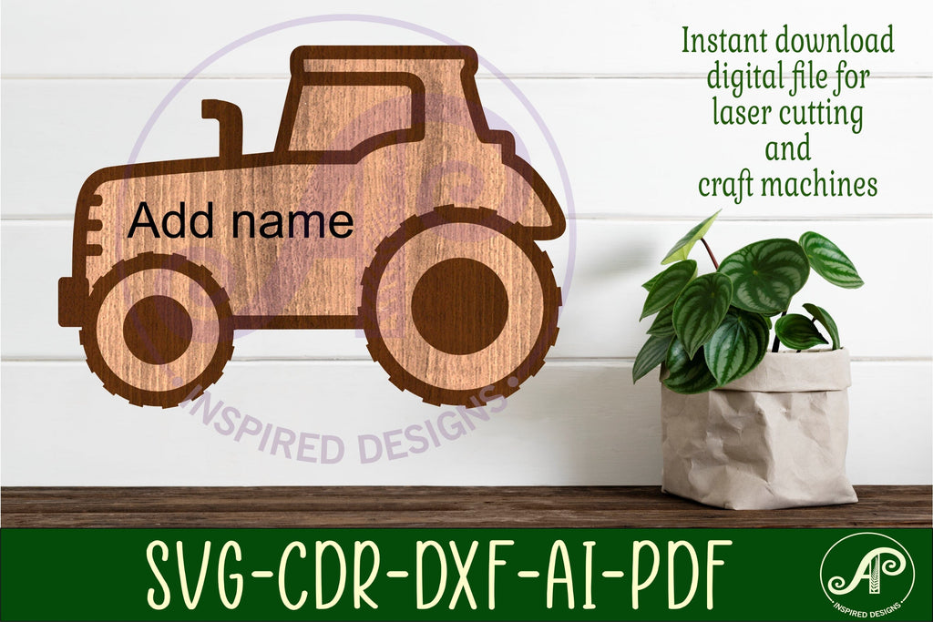 Tractor outline two layer name sign - So Fontsy