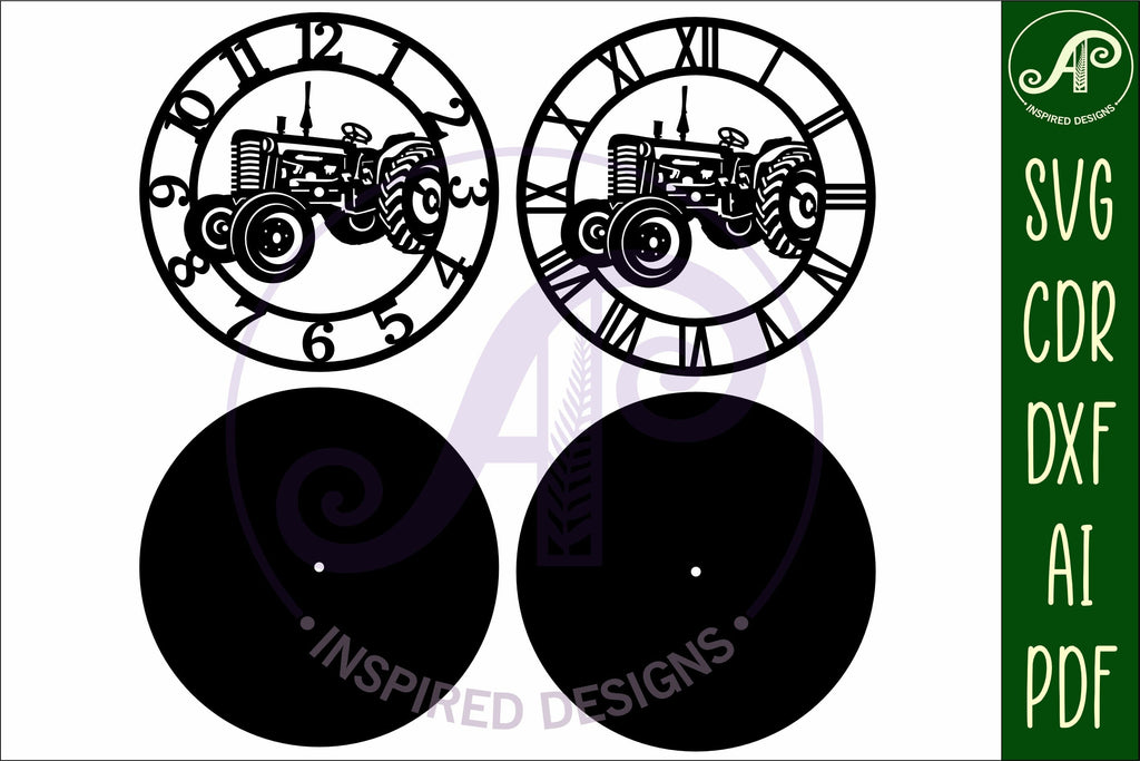 Tractor wall clock laser cut files, SVG file. vector - So Fontsy