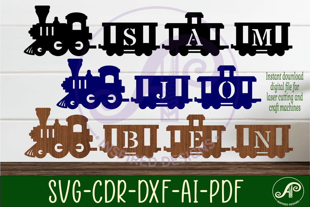 Train letter name sign SVG laser cut - So Fontsy