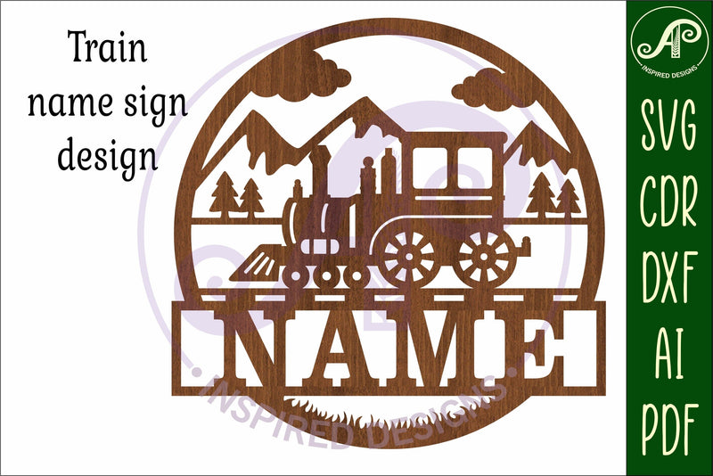 Train name sign svg laser cut template - So Fontsy