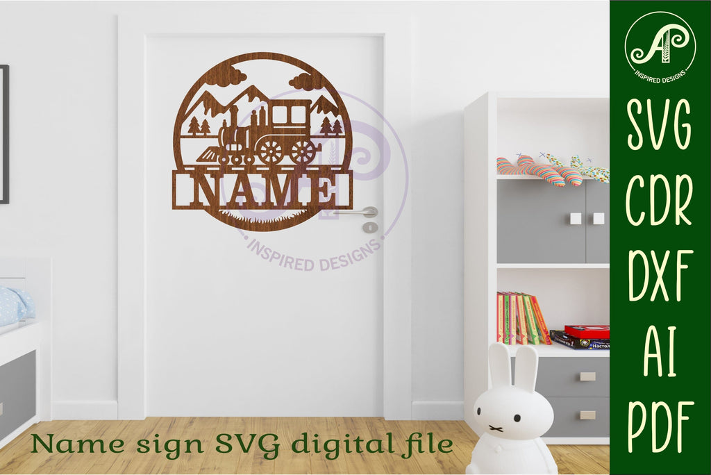 Train name sign svg laser cut template - So Fontsy
