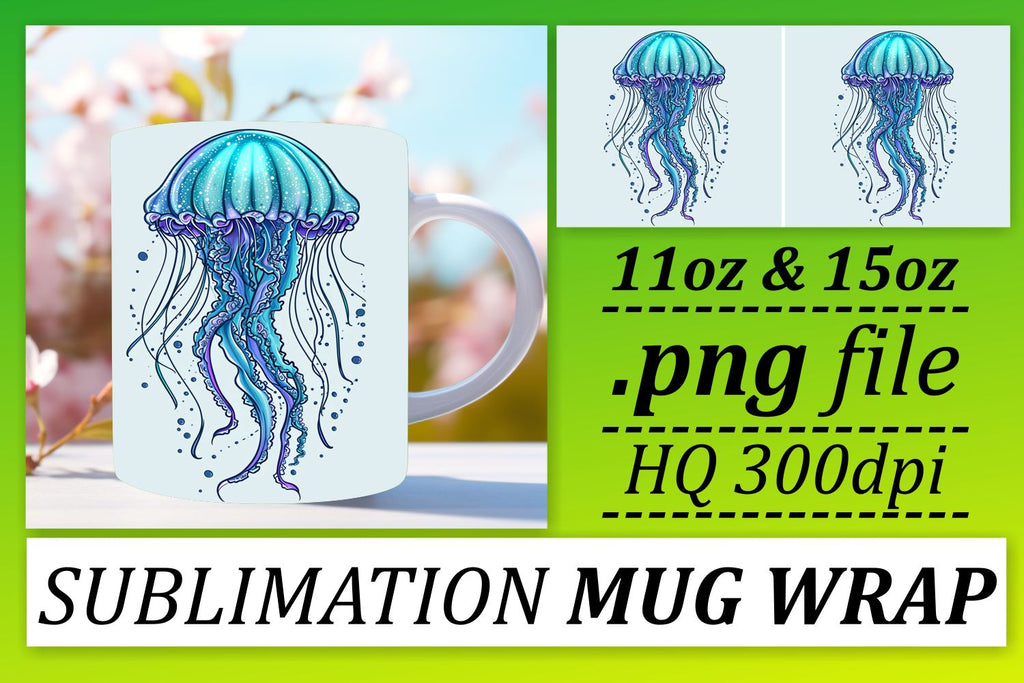 Tranquil Marine Life Sublimation Pattern, Vibrant Ocean Fish Mug Design ...