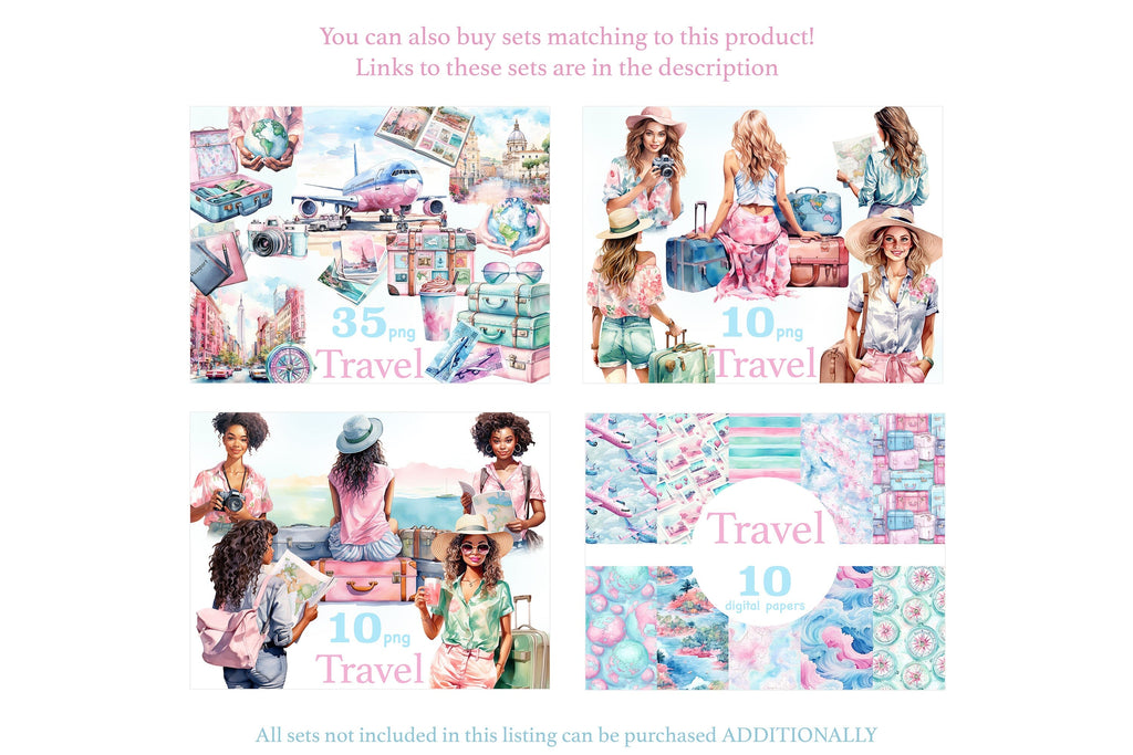 Travel Clipart Bundle | Tourist Clipart Bundle - So Fontsy