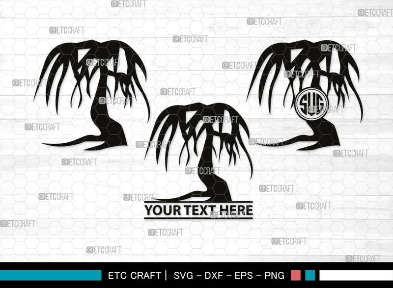 Tree Branch Monogram, Tree Branch Silhouette, Tree Branch SVG, Leaf ...