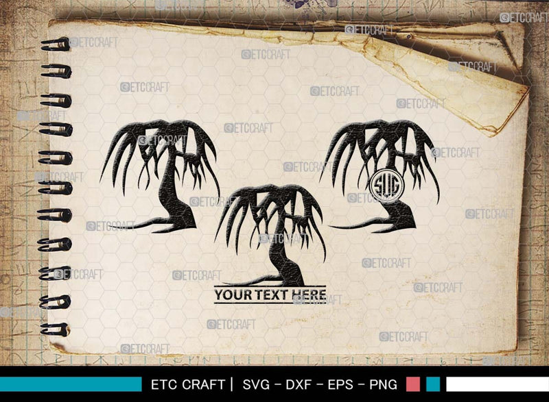 Tree Branch Monogram, Tree Branch Silhouette, Tree Branch SVG, Leaf ...