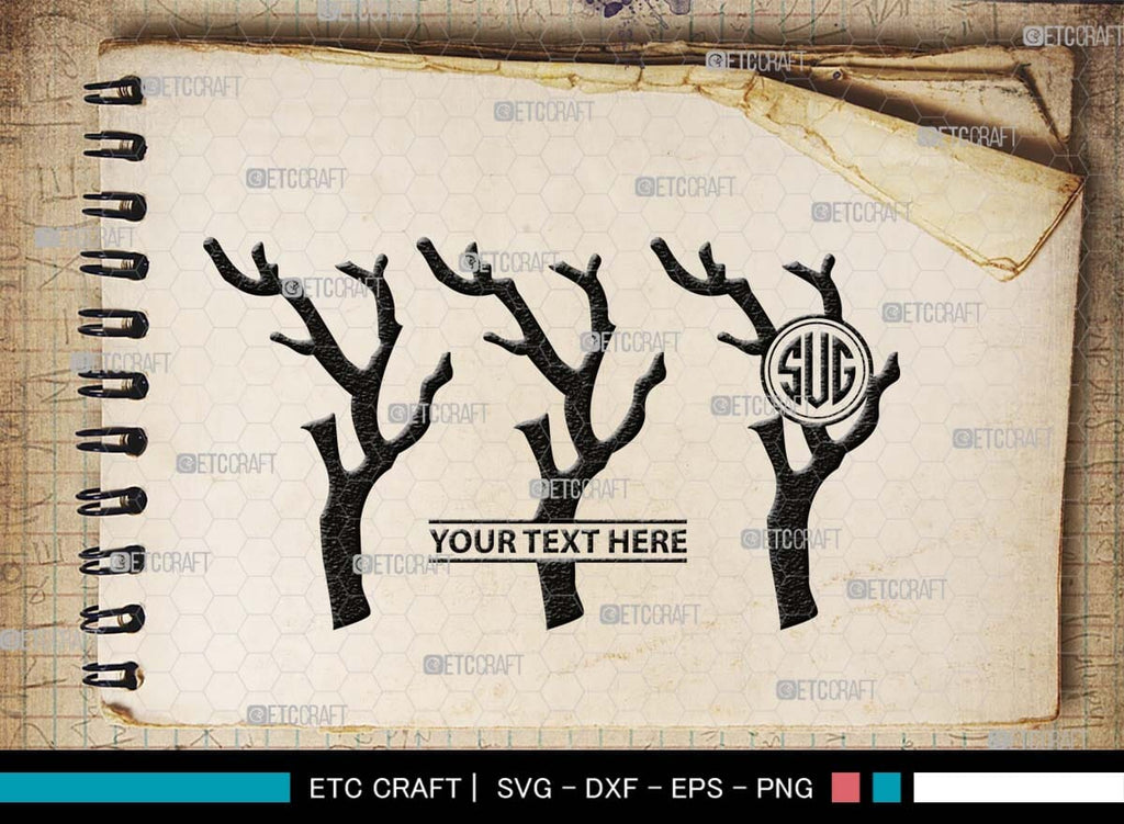 Tree Branch Monogram, Tree Branch Silhouette, Tree Branch SVG, Leaf ...