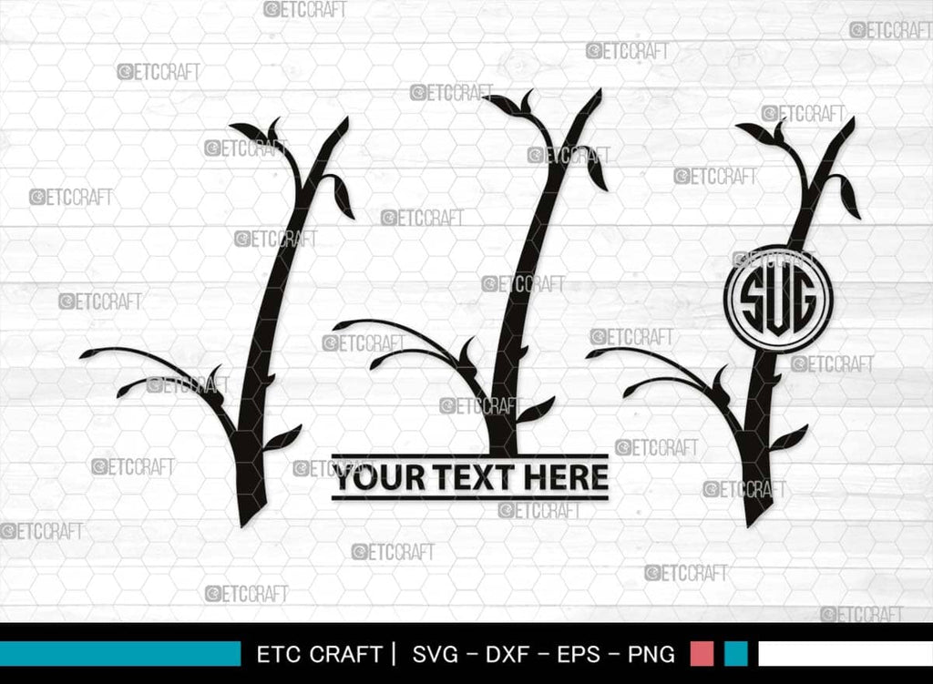 Tree Branch Monogram, Tree Branch Silhouette, Tree Branch SVG, Leaf ...