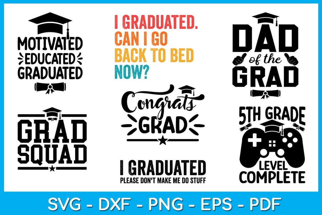 Trendy Graduation SVG PNG Bundle Cut File - So Fontsy
