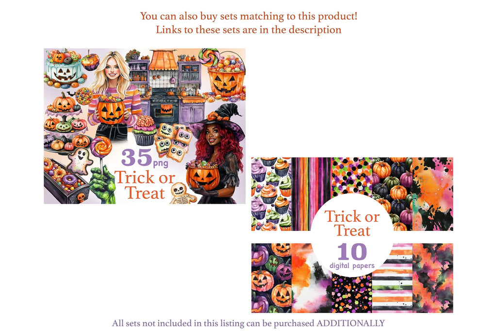 Trick Or Treat Digital Papers | Halloween Pattern Bundle - So Fontsy