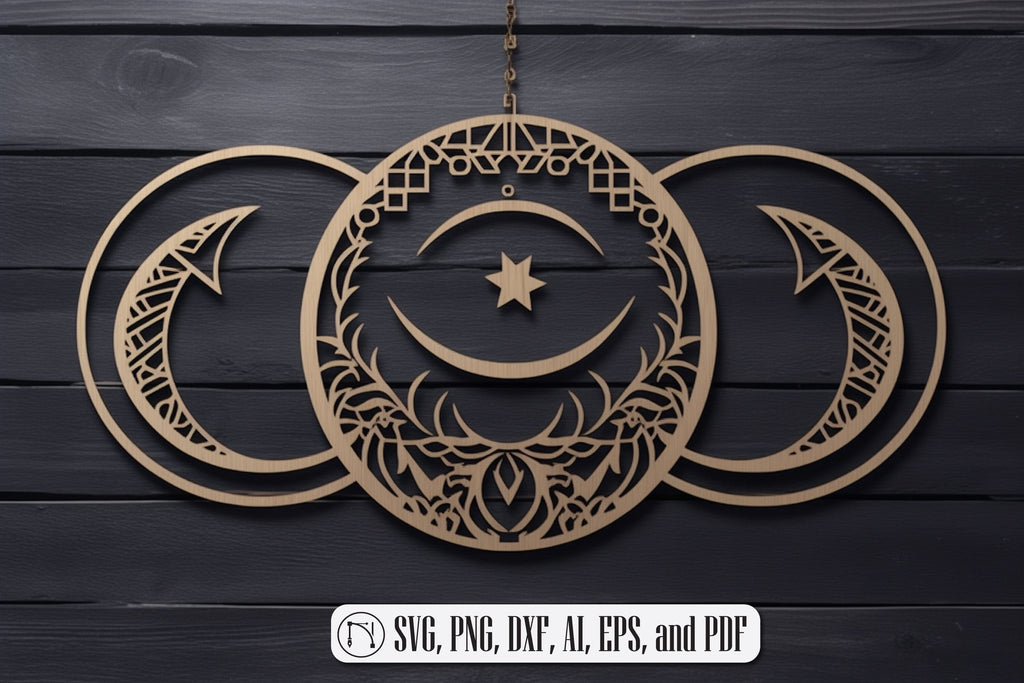 Triple Moon Enchantment laser cut SVG - So Fontsy