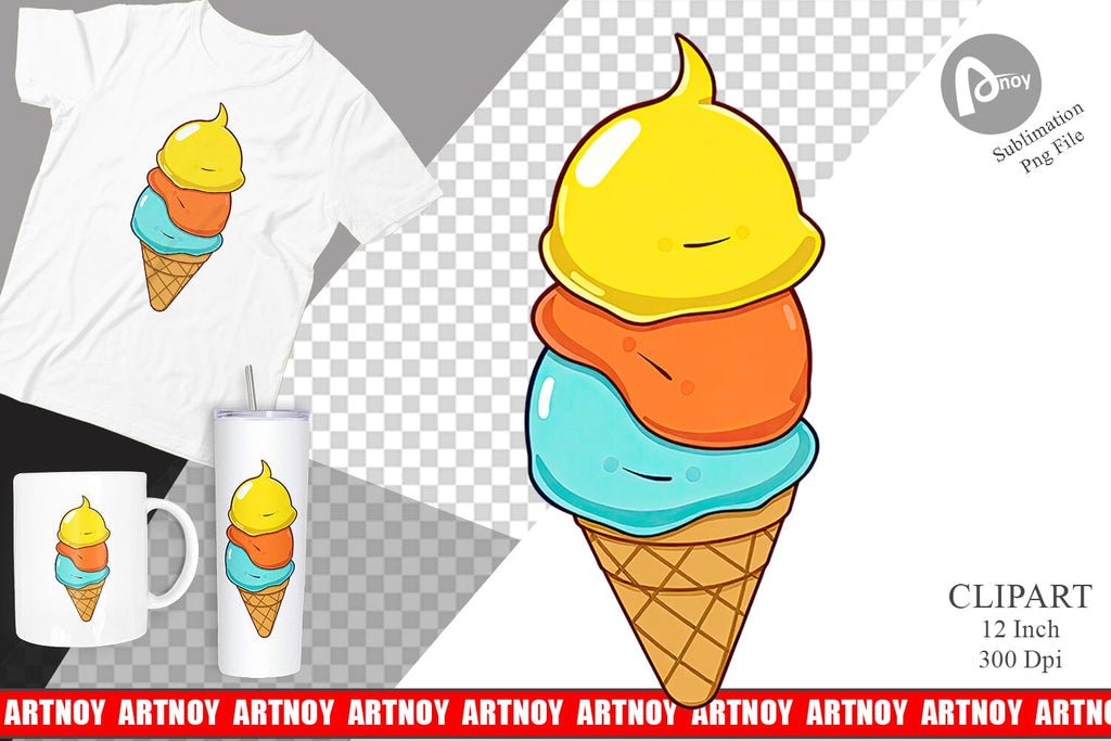 Triple Scoop Clipart - So Fontsy