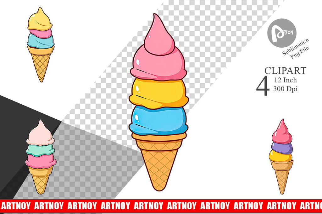 Triple Scoop Clipart - So Fontsy