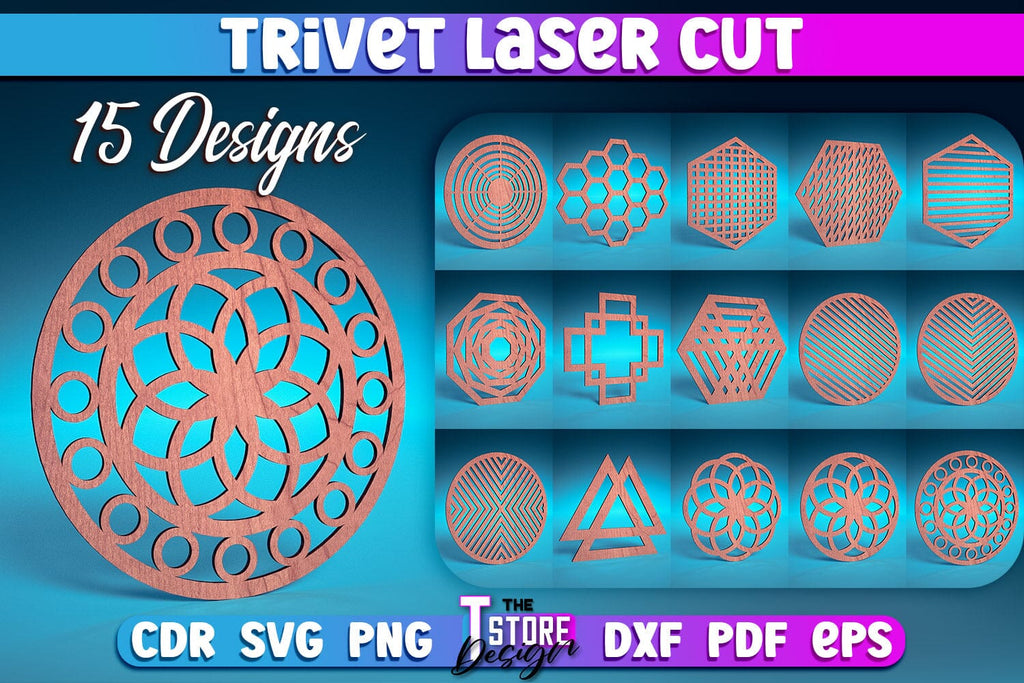 Trivet Laser Cut | Trivet Laser Cut Design | CNC Files - So Fontsy