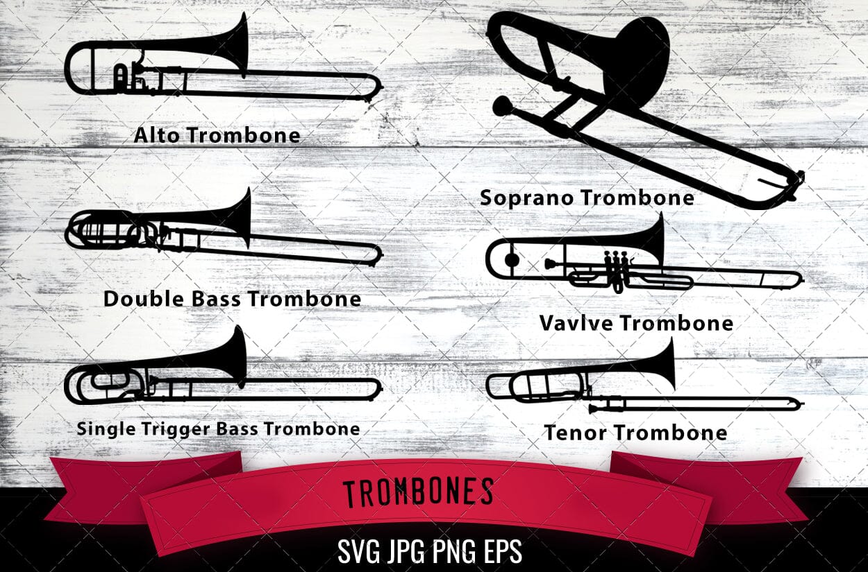 Trombone SVG, Musical Instrument SVG - So Fontsy