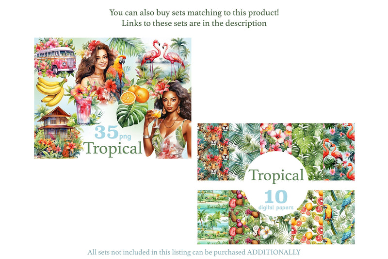 Tropical Clipart Collection | Jungle Clipart PNG Bundle - So Fontsy