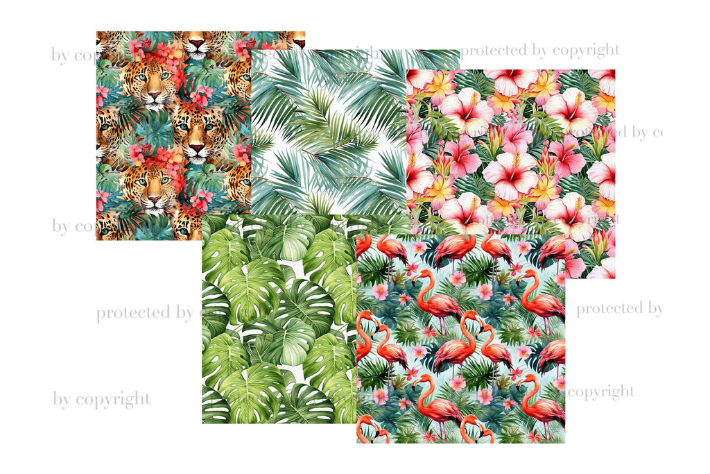 Tropical Digital Papers | Exotic Pattern Bundle - So Fontsy
