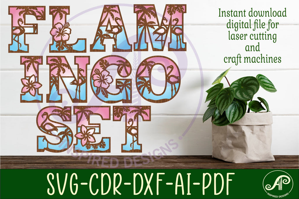 Tropical / Flamingo theme alphabet set. 3layer 90 letters. - So Fontsy