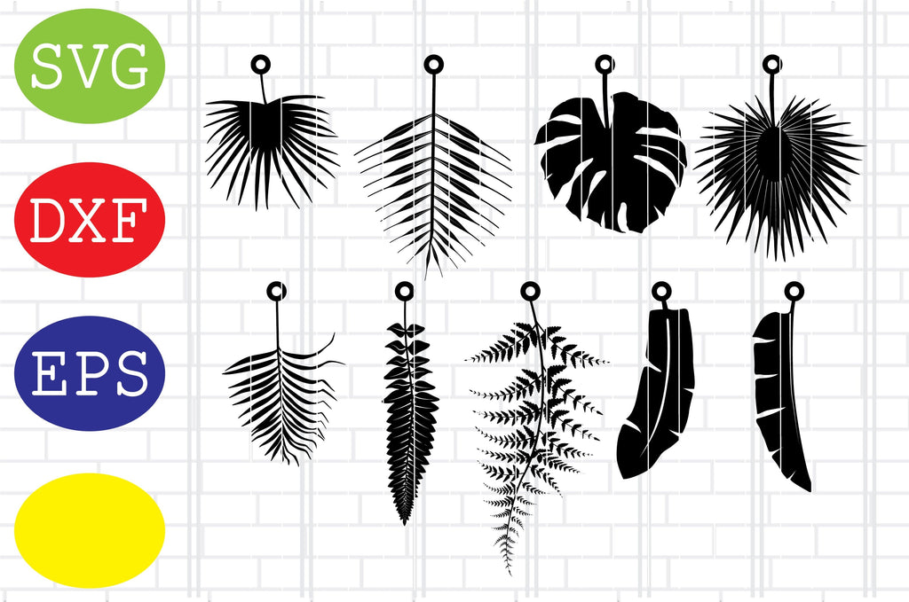 Tropical Leaves Earrings Cut File, Monstera Earring Svg, Tropical Leaf ...