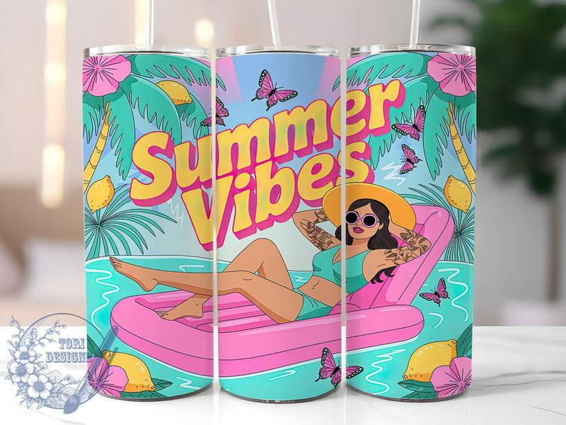 Tropical Summer Beach Women Tumbler, Beach Vibes Design, Summer Tumbler ...