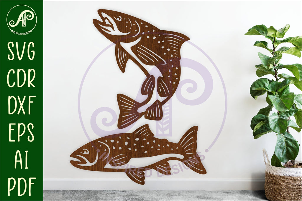 Trout fish Silhouette laser cut wall art - So Fontsy